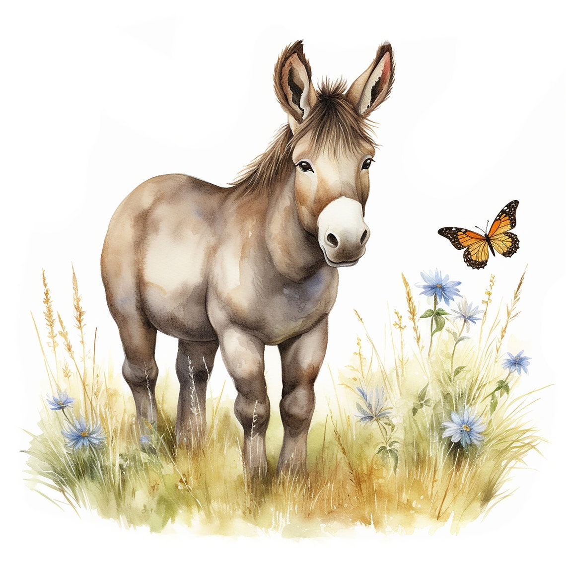 12 Happy Donkeys Clipart, Donkey Clipart, JPG, Commercial Use,digital ...
