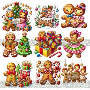 Gingerbread Man Clipart Bundle, 110 PNG Christmas Clipart, Festive ...