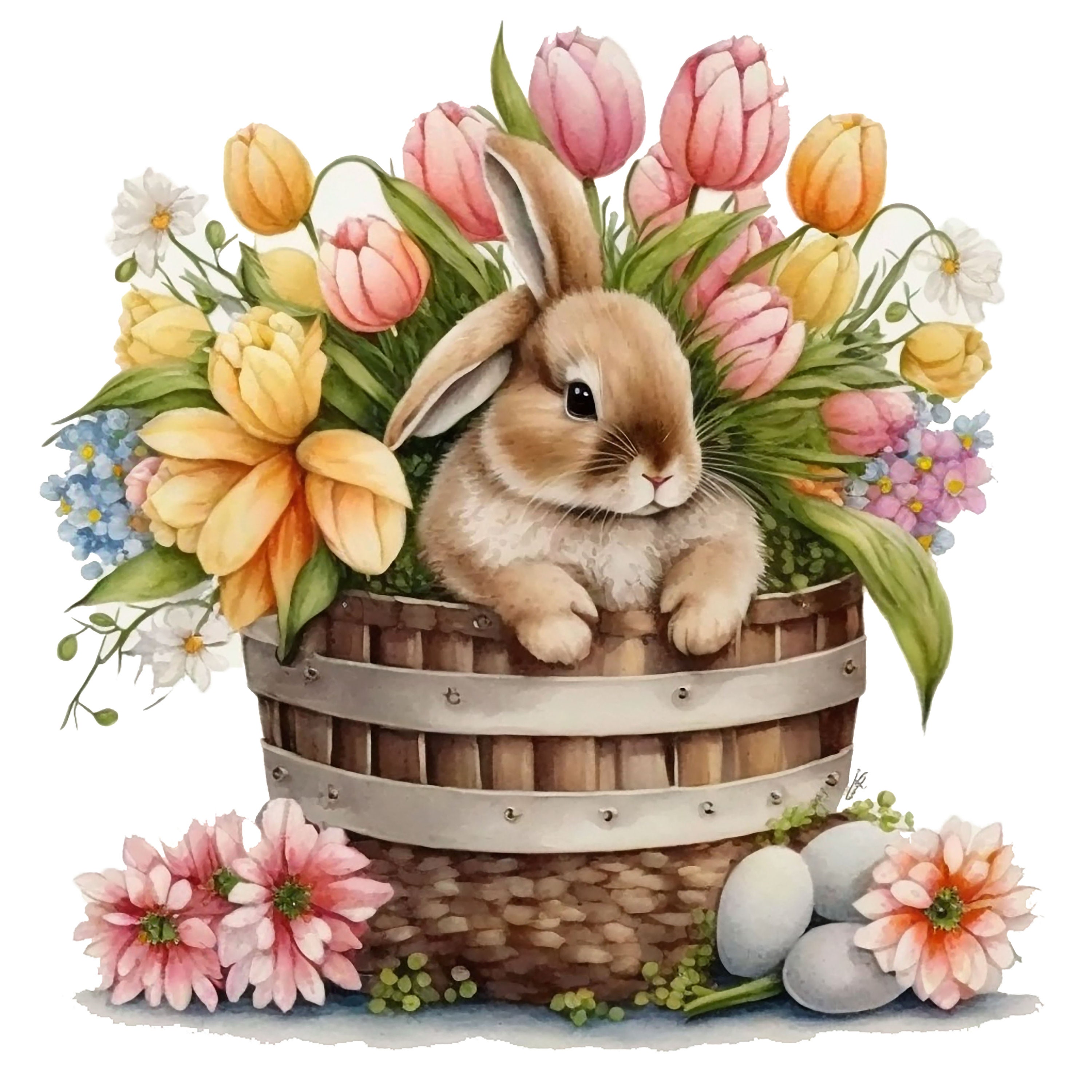 10 Jpgs, Easter Bunny Basket Clipart, Commercial Use, Digital Download ...