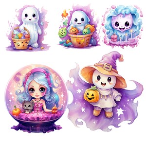 42 Watercolor Halloween Cute Collection Clipart, PNG, Halloween Clipart ...
