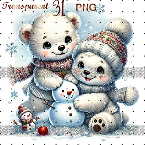 31 PNG, Christmas Polar Bear Clipart Bundle, Polar Bear Clip Art, Cute ...