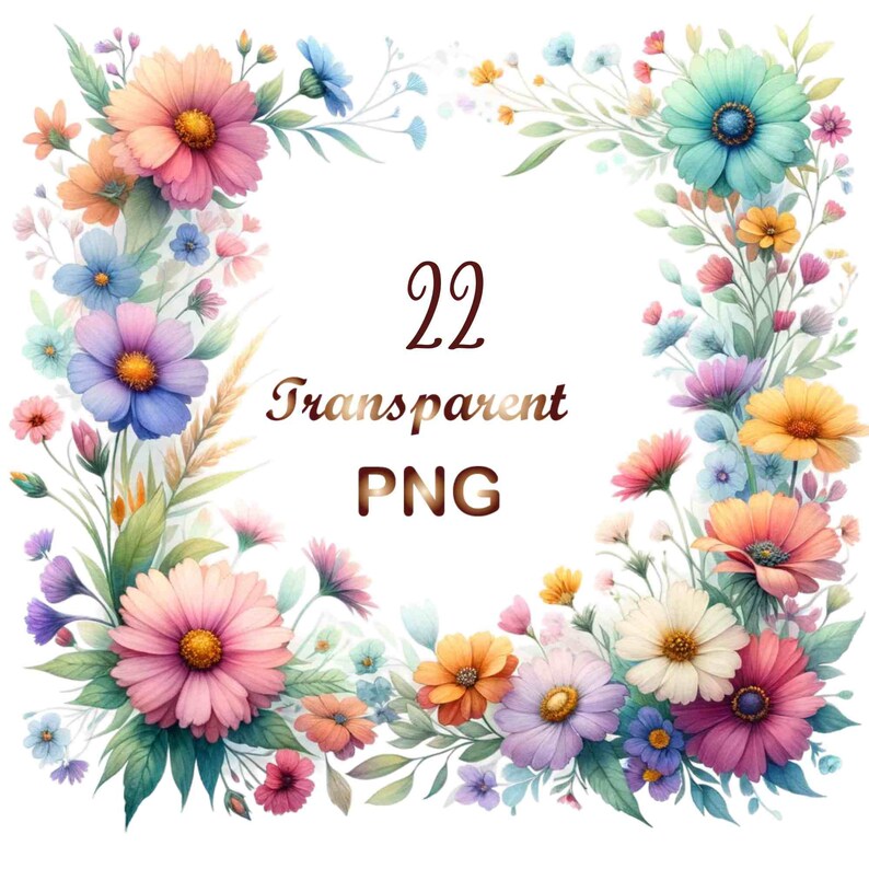 22 Boho Floral Border Png, Floral Border Clipart, Watercolor Floral ...