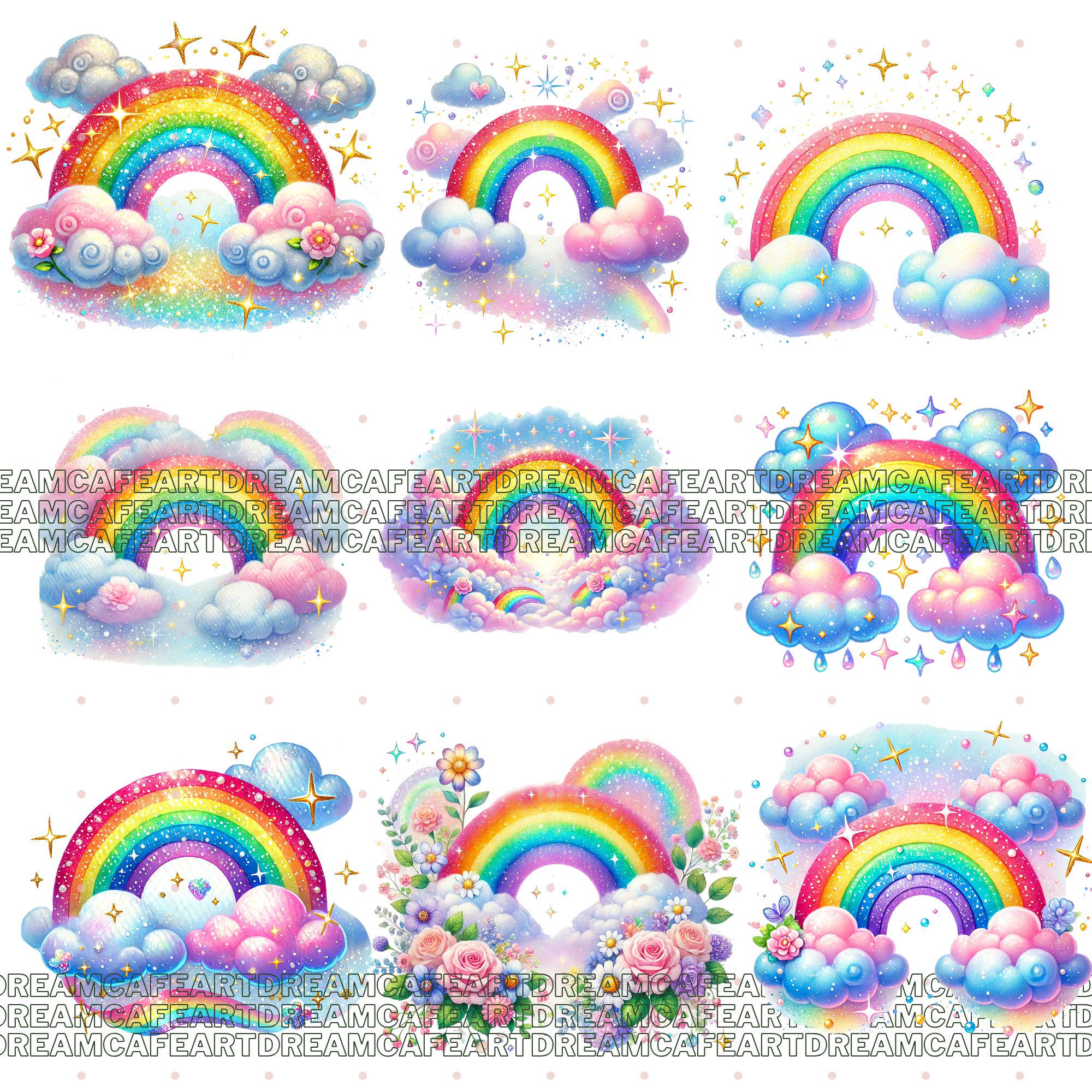 Rainbow Clipart Bundle: Floral Rainbow Graphics (PNG Digital Download ...