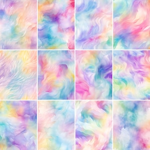 24 Seamless Watercolor Rainbow Unicorn Digital Paper Pack,rainbow ...