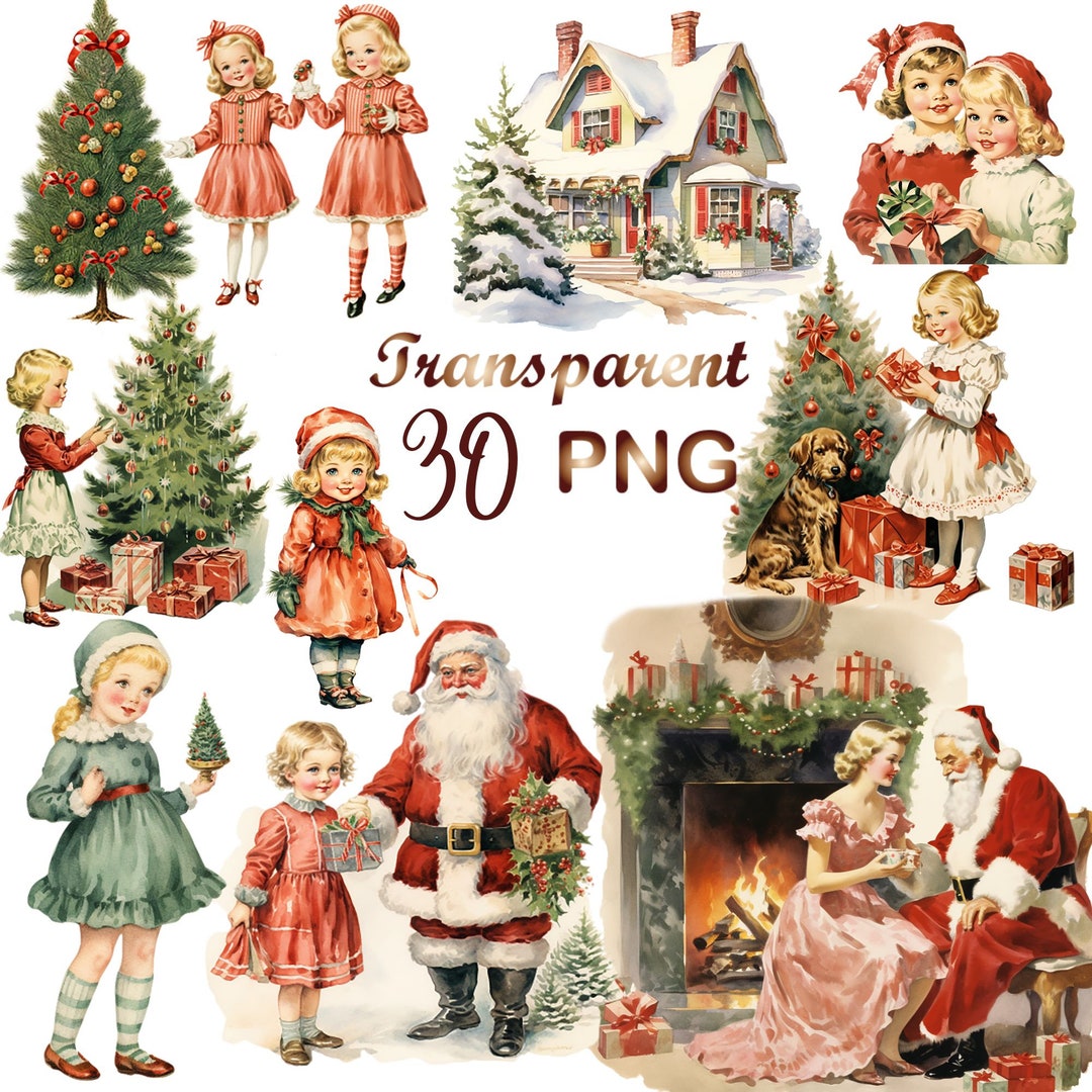 30 Christmas Bundle PNG for Sublimation,rétro Christmas Clipart Bundle ...