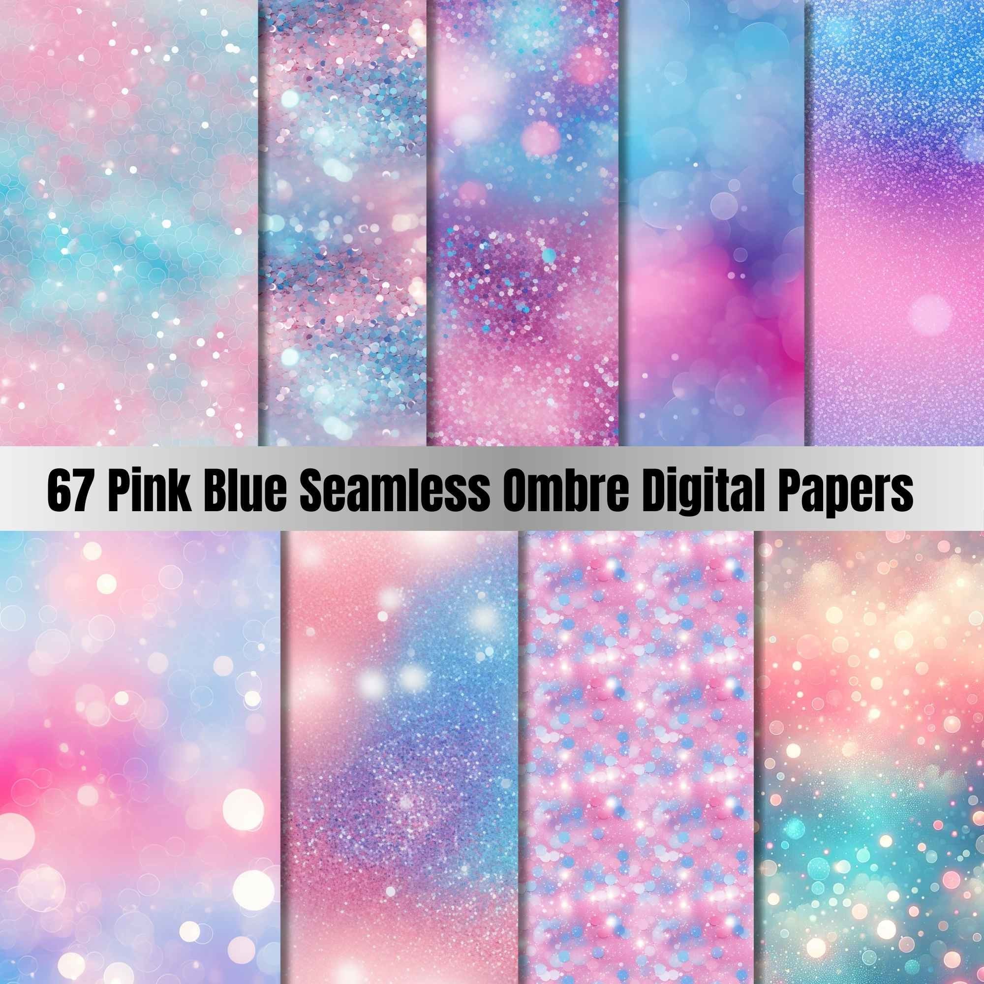 67 Pink Blue Ombre Digital Paper Princess Queen Glitter: Instant ...