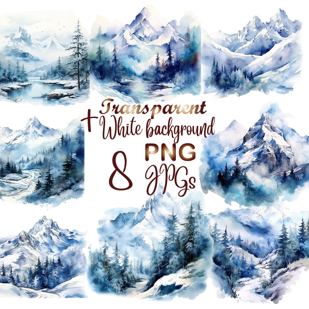 8 Watercolor Christmas Clipart, Jpgs & PNG, Commercial Use, Digital ...