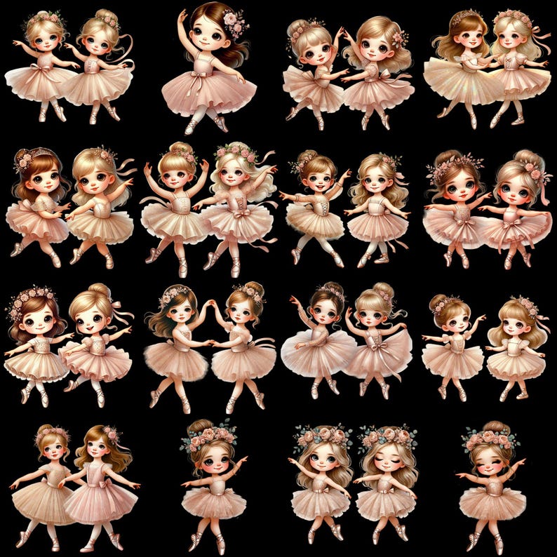 100 PNG Cute Little Ballerinas Clipart Set, Ballet Dancer Clipart ...