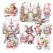 50 PNG, Easter Village Clipart Bundle, Easter Gnome Clipart, Pink ...