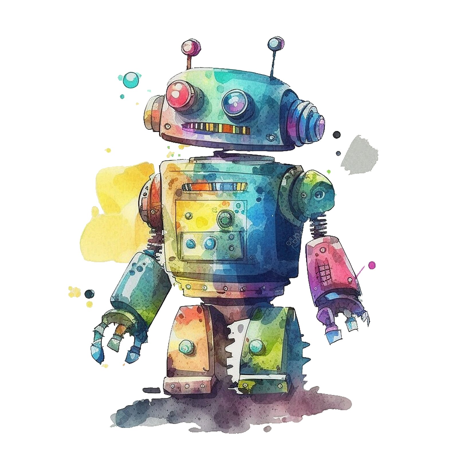 10 Watercolor Robot Clipart Cute Robot Clipart Robot Clip - Etsy