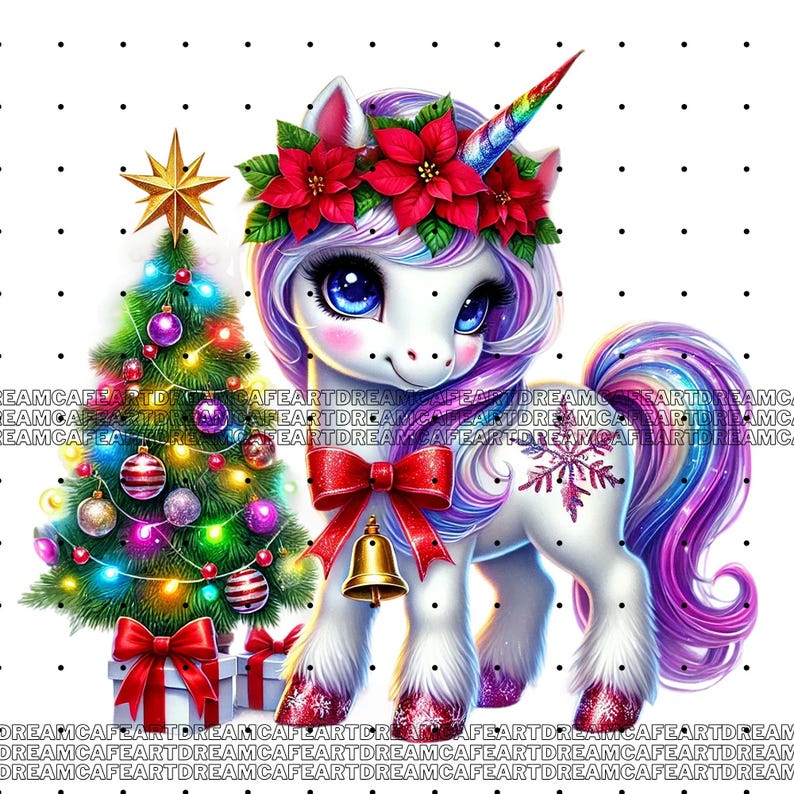 30 PNG Christmas Unicorns Clipart Bundle, Set 5, Festive Unicorn ...