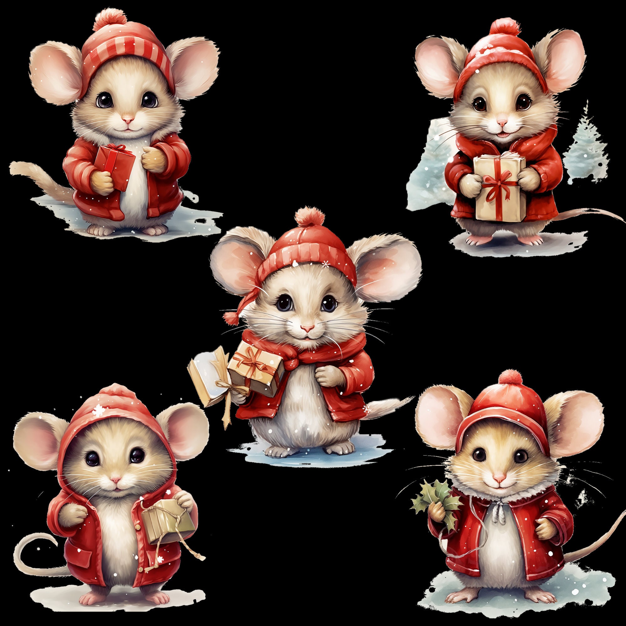 21 Christmas Mouse PNG, Xmas Mouse Clipart, Cute Mouse Clipart, Mouse ...