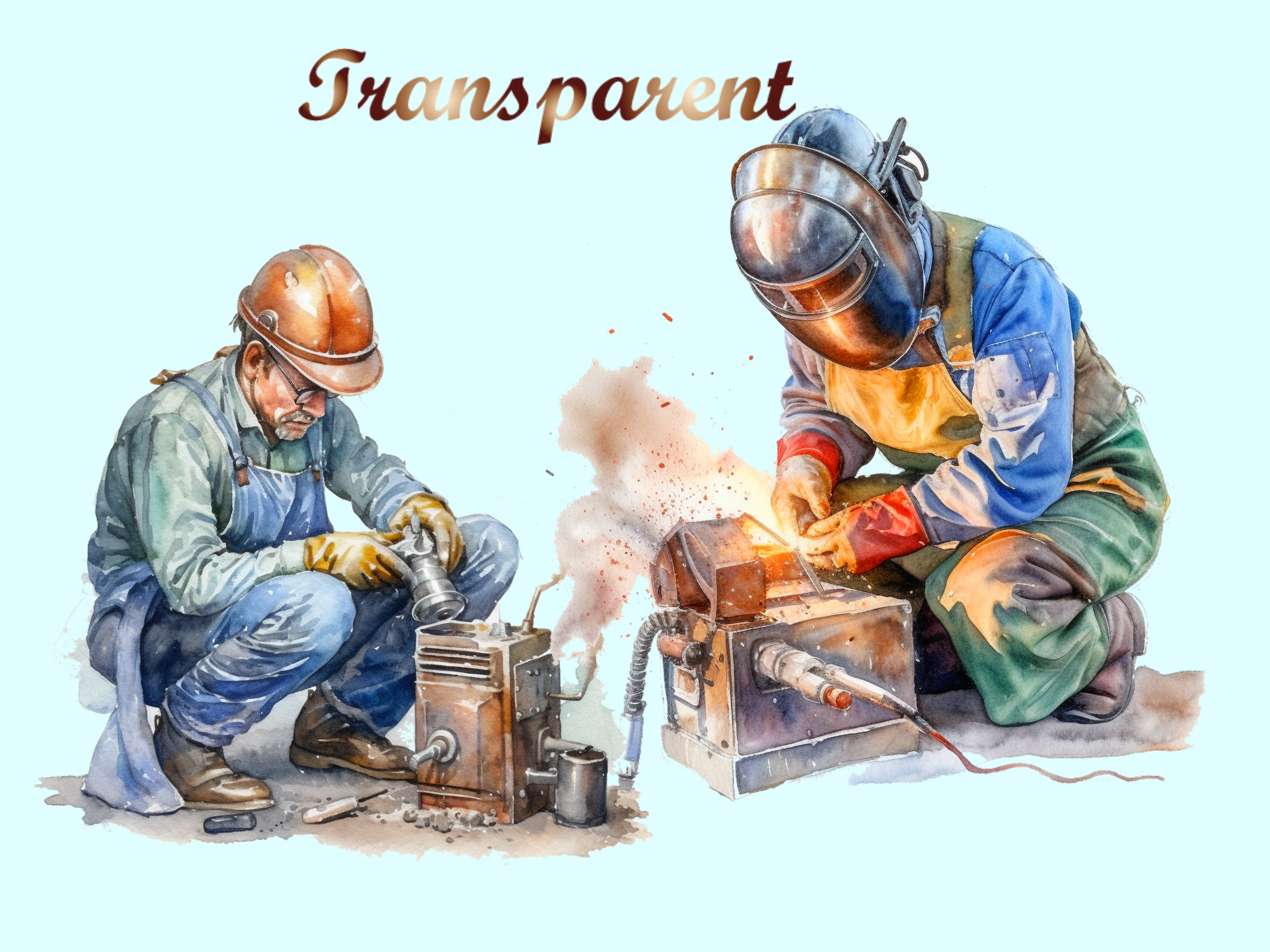 8 Welder Watercolor Welding Clipart Iron Worker PNG Commercial Use ...