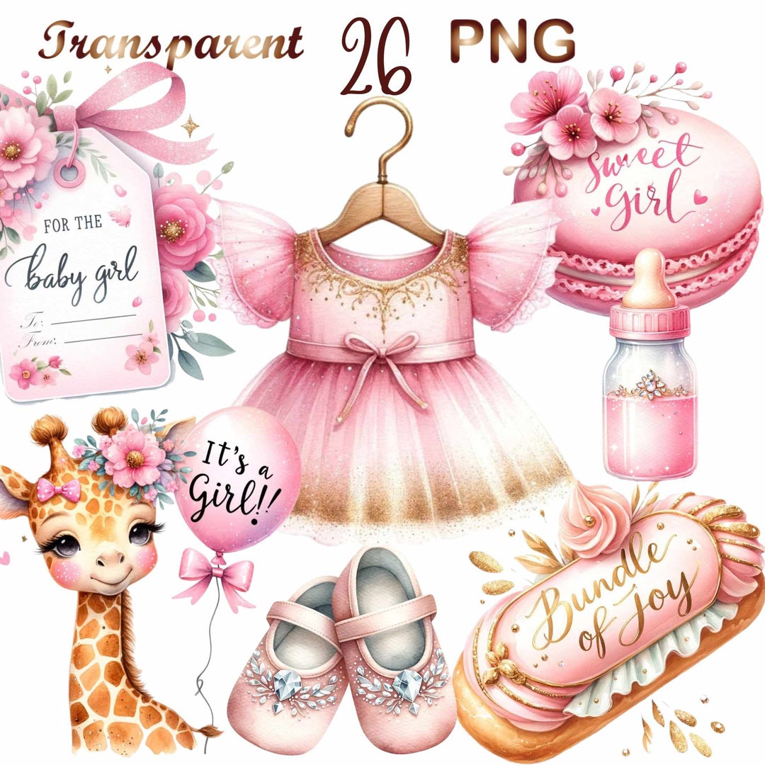 26 Watercolor Babyshower Clipart, Newborn Clipart, Clipart for Newborn ...