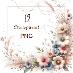 12 Boho Floral Border Png, Floral Border Clipart, Watercolor Floral ...