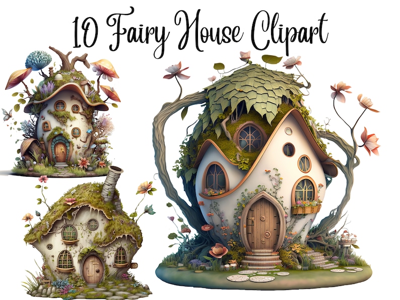 10 Fairy House Clipart Jpgs Digital Planner Paper Crafts - Etsy