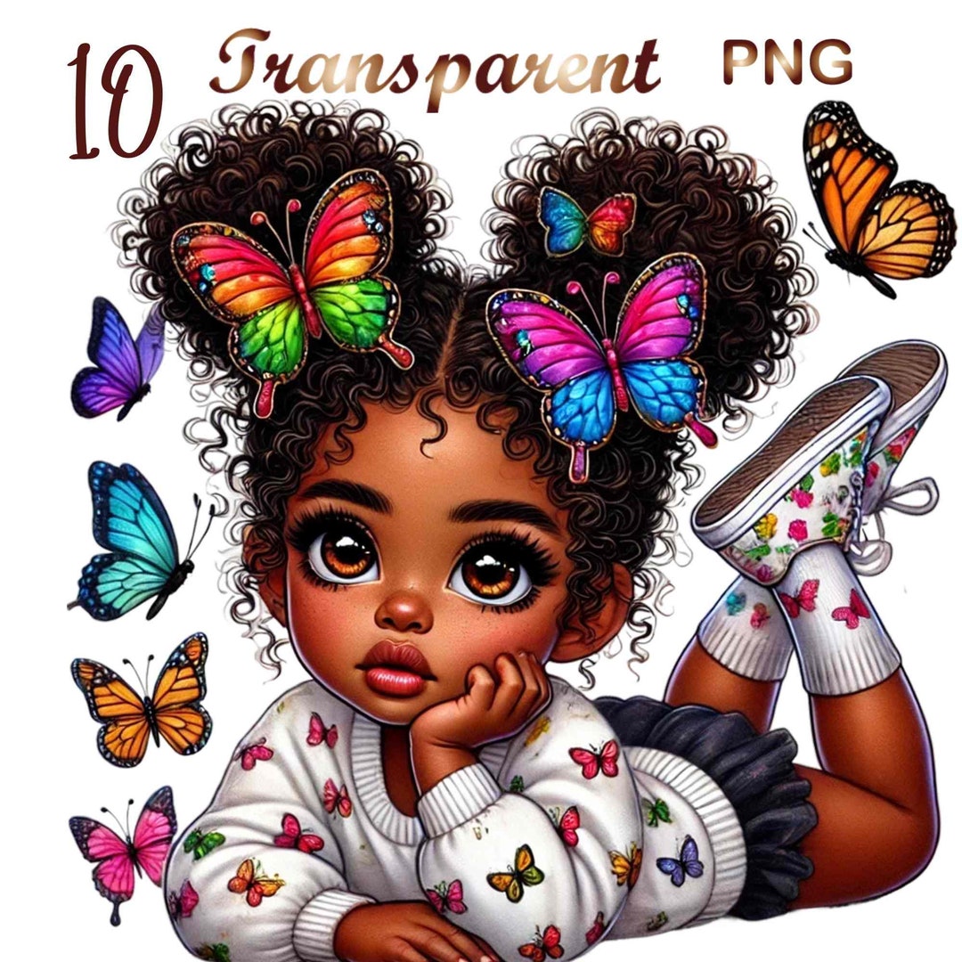 10 Black Girl Clipart, Chibi Girl Clipart,afro Girl Clipart, Denim Girl ...