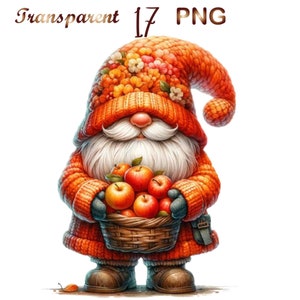 17 Cute Gnome Clipart,gnome Clipart Bundle, Autumn Gnome Png,clipart ...