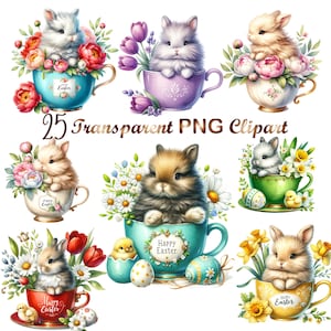 25 PNG Easter Bunny Clipart Bundle, Easter Clipart, Easter Png Graphics ...