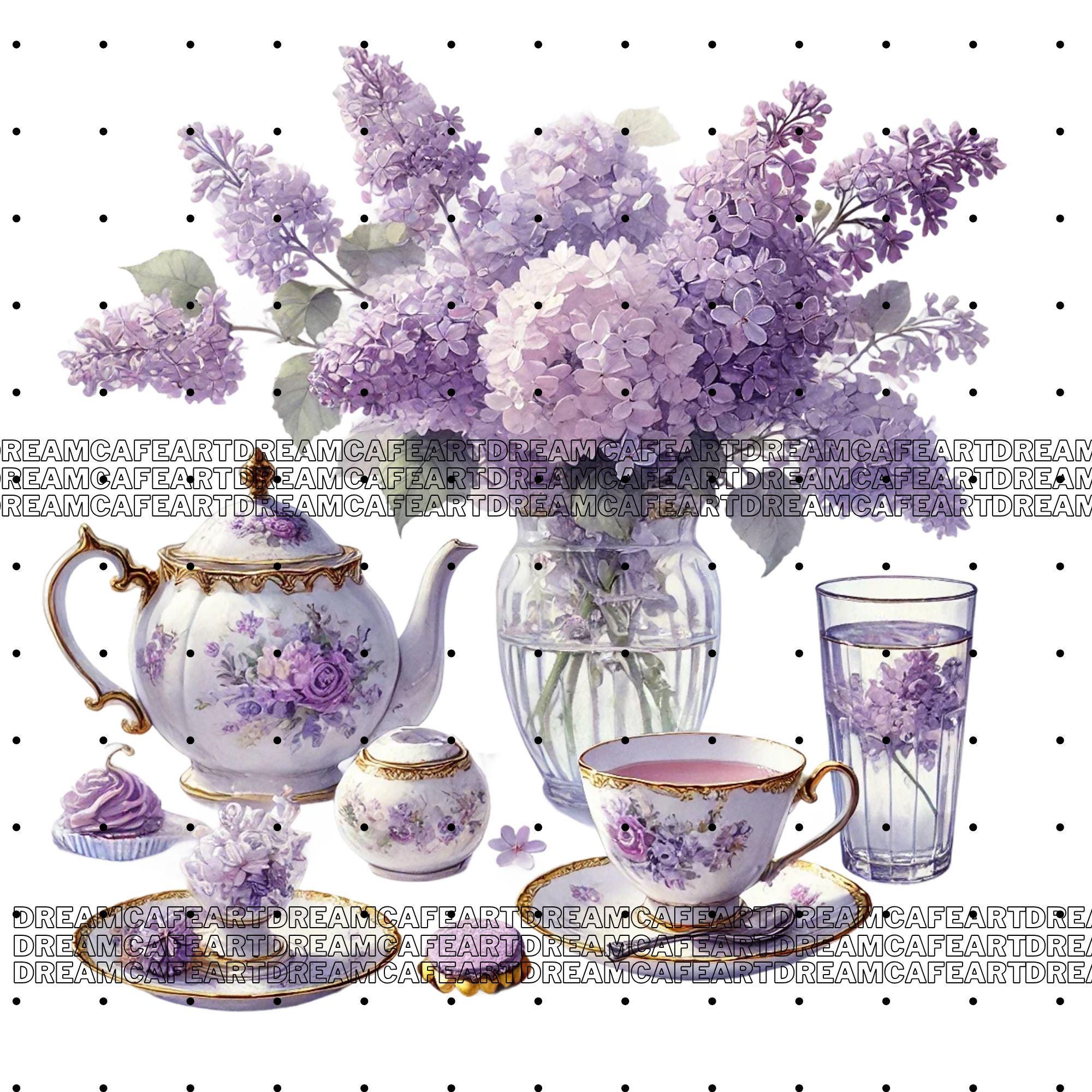34 PNG Pastel Vintage Floral Tea Time Clipart Bundle, Spring Tea Party ...