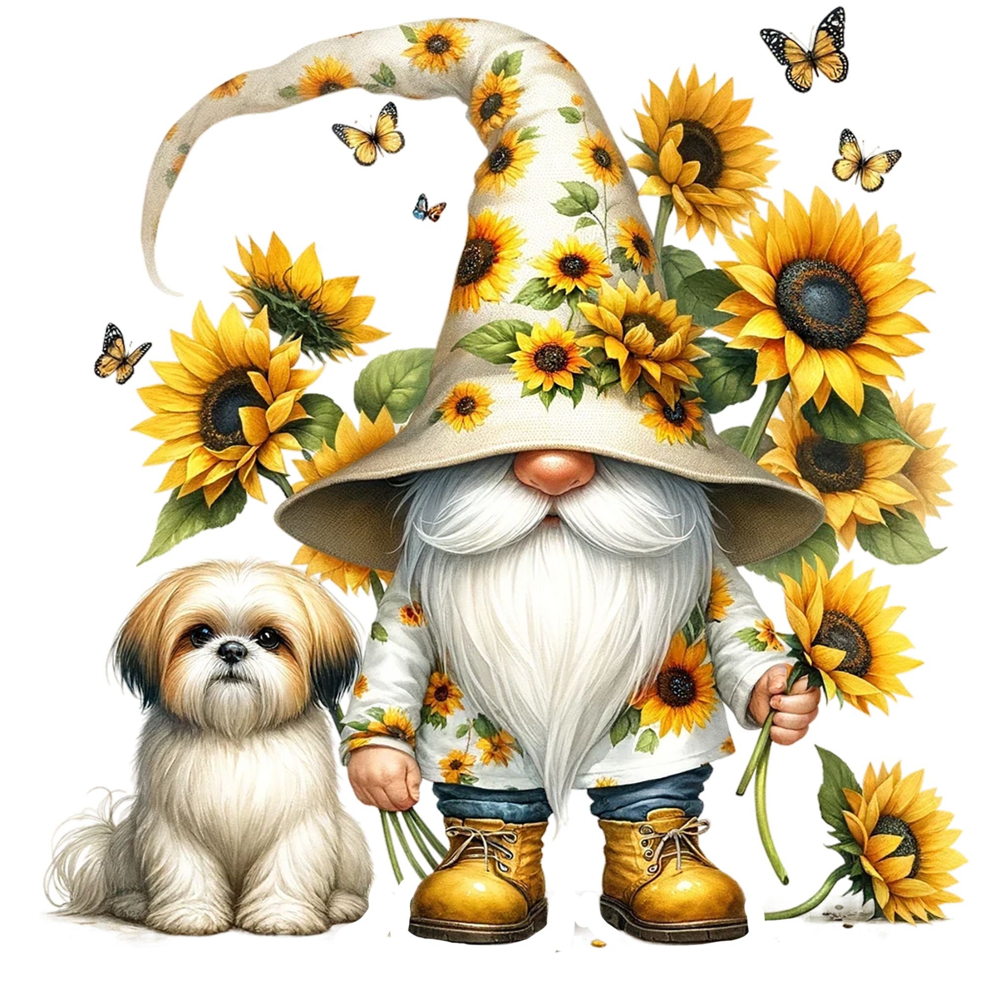 25 Png,sunflower Gnome Clipart Bundle,garden Gnome Watercolor Clipart ...