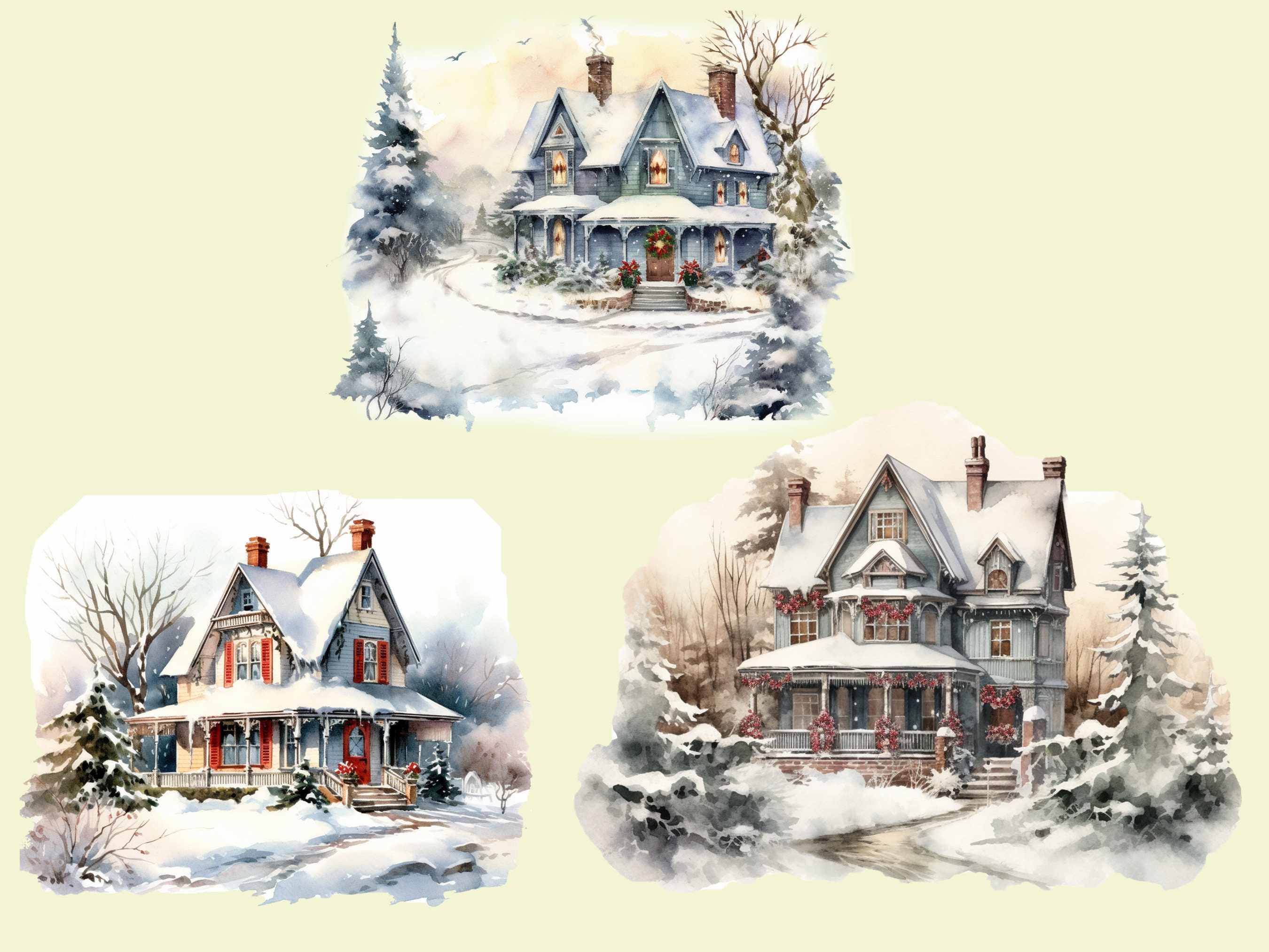 10 Watercolor Christmas Clipart PNG, Christmas Clipart Png, Christmas ...