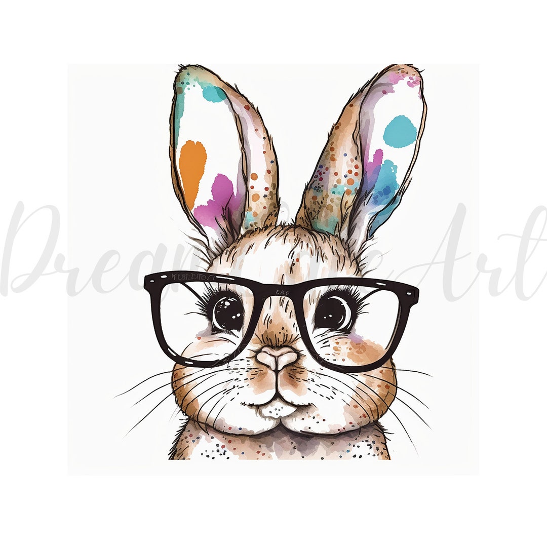 10 Jpgs, Cute Bunnies in Glasses Clipart - High Quality Jpgs- Digital ...