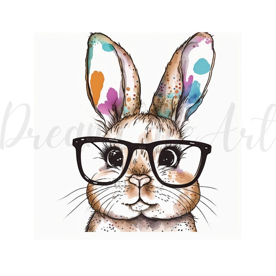 Bunny With Glasses Drawing
