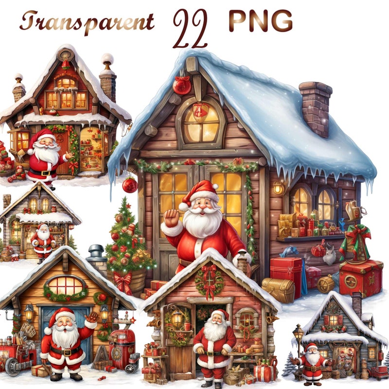 Santas Workshop Clipart - Etsy