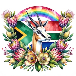 15 PNG/JPG, Watercolor African Springbok Clipart Bundle,south Africa ...