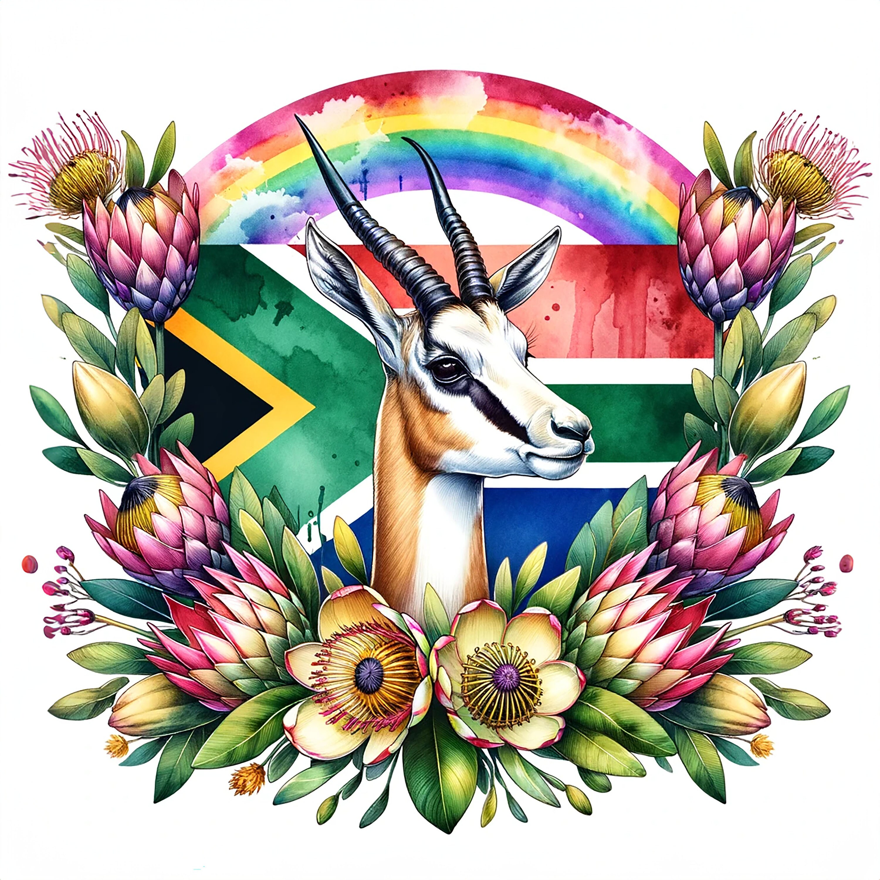 Watercolor African Springbok Clipart Bundle, 15 PNG/JPG South Africa ...