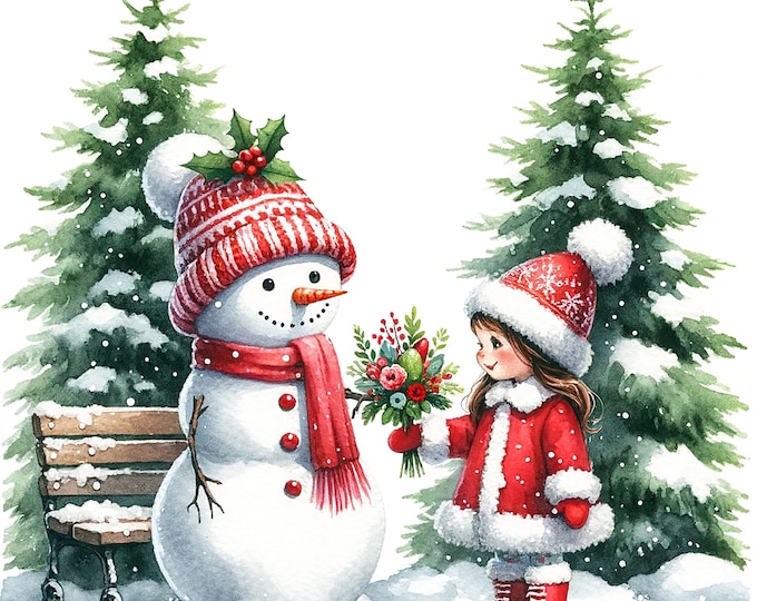 19 Watercolor Snowman Clipart Bundle, Cute Snowman, Holiday Clipart ...