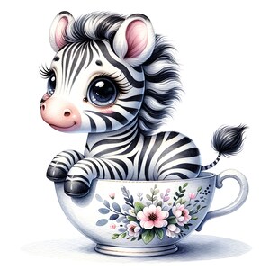 48 PNG, Watercolor Baby Zebra Clipart Bundle, Cute Zebra Clipart ...