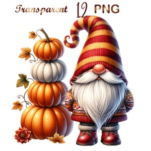 12 Cute Gnome Clipart,gnome Clipart Bundle, Autumn Gnome Png,,autumn ...