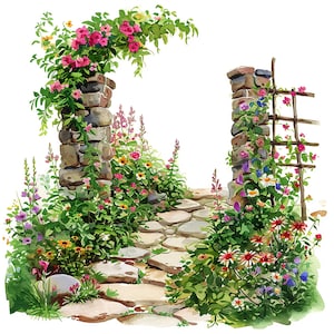 33 Spring Flowers Clipart Jpgs, Spring Garden Clipart, Digital Paper ...