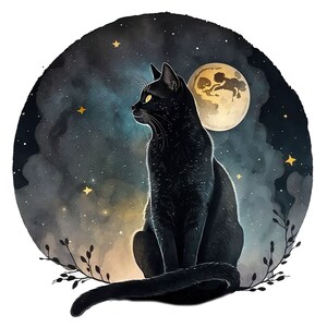 8 Celestial Black Cat Clipart Jpgs, Cat Jpgs, Magic Clip Art, Mystical Clipart, Witchcraft ...