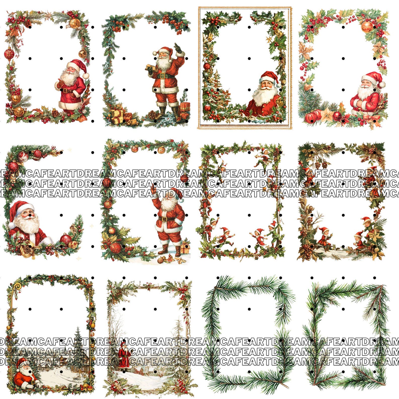 50 PNG Watercolor Christmas Frames Clipart, Merry Christmas Holiday ...