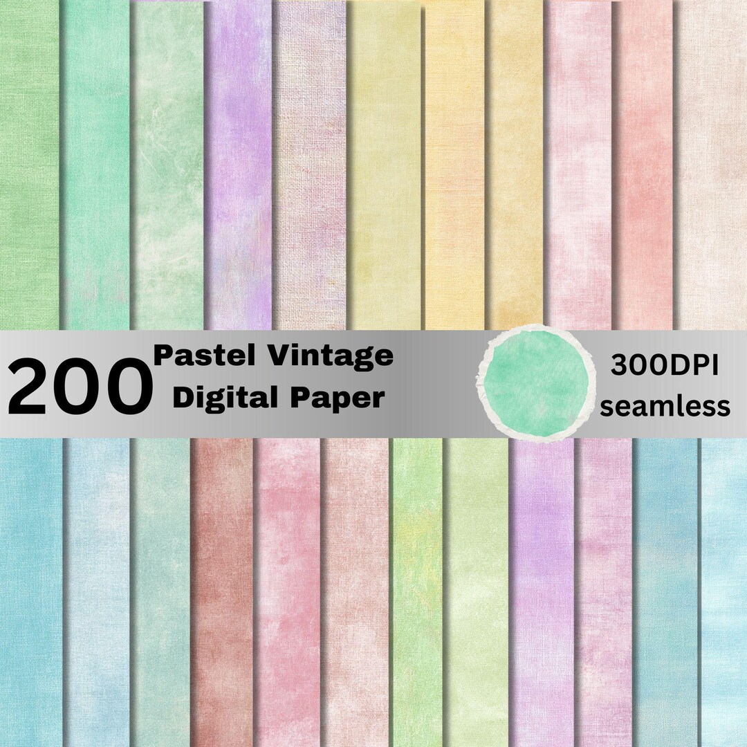 Pastel Vintage Paper Textures Bundle, 200 Soft Seamless Backgrounds ...