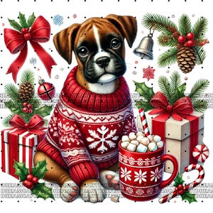 30 PNG, Christmas Boxers Clipart Bundle,festive Dog Illustrations ...