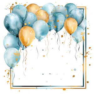 26 Watercolor Blue Baby Boys Jpgs, Watercolor Birthday Party Balloons ...