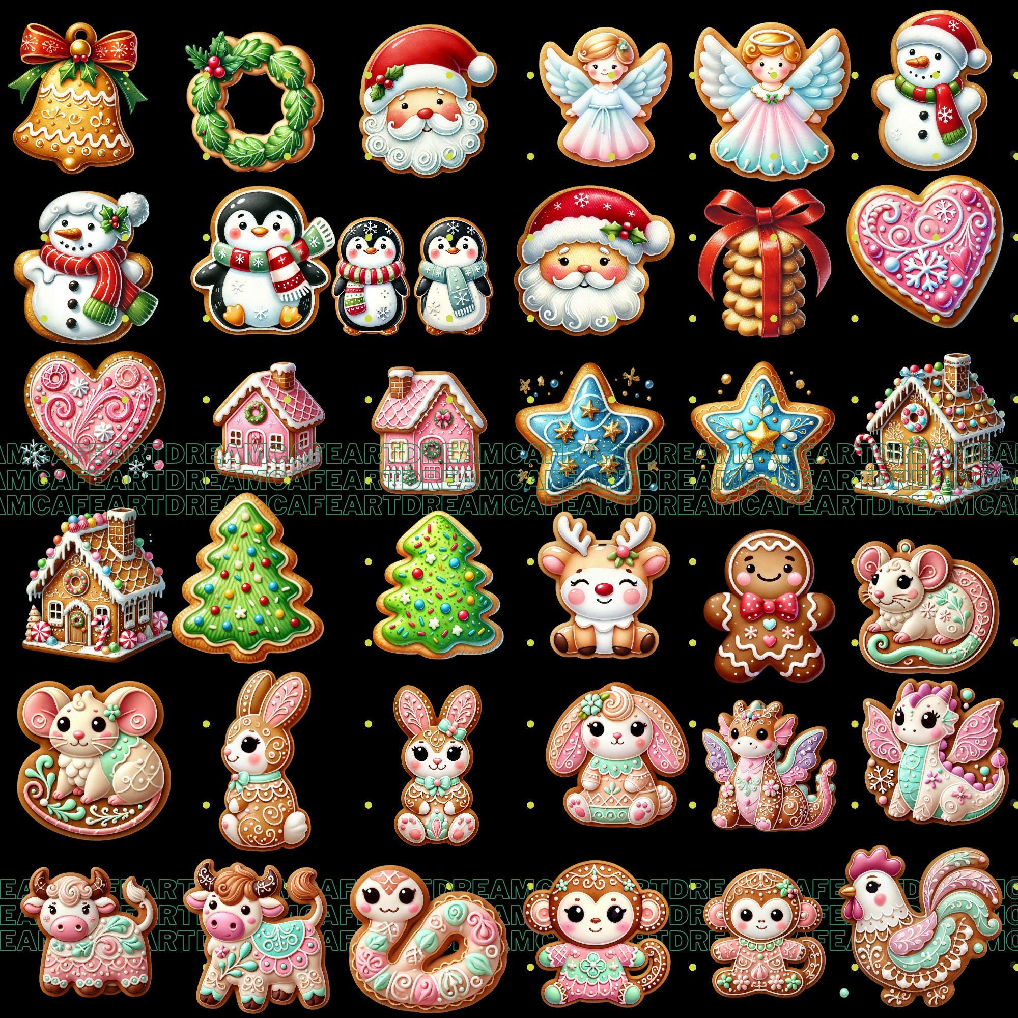 Gingerbread Clipart Bundle, 230PNG Festive Cookie Graphics, Holiday ...