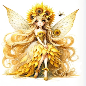 26 PNG, Sunflower Fairy Clipart Bundle, Sunflower Fairy Clipart ...