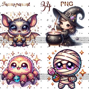 34 PNG, Little Halloween Monsters Clipart,halloween Clipart,cute Ghost ...