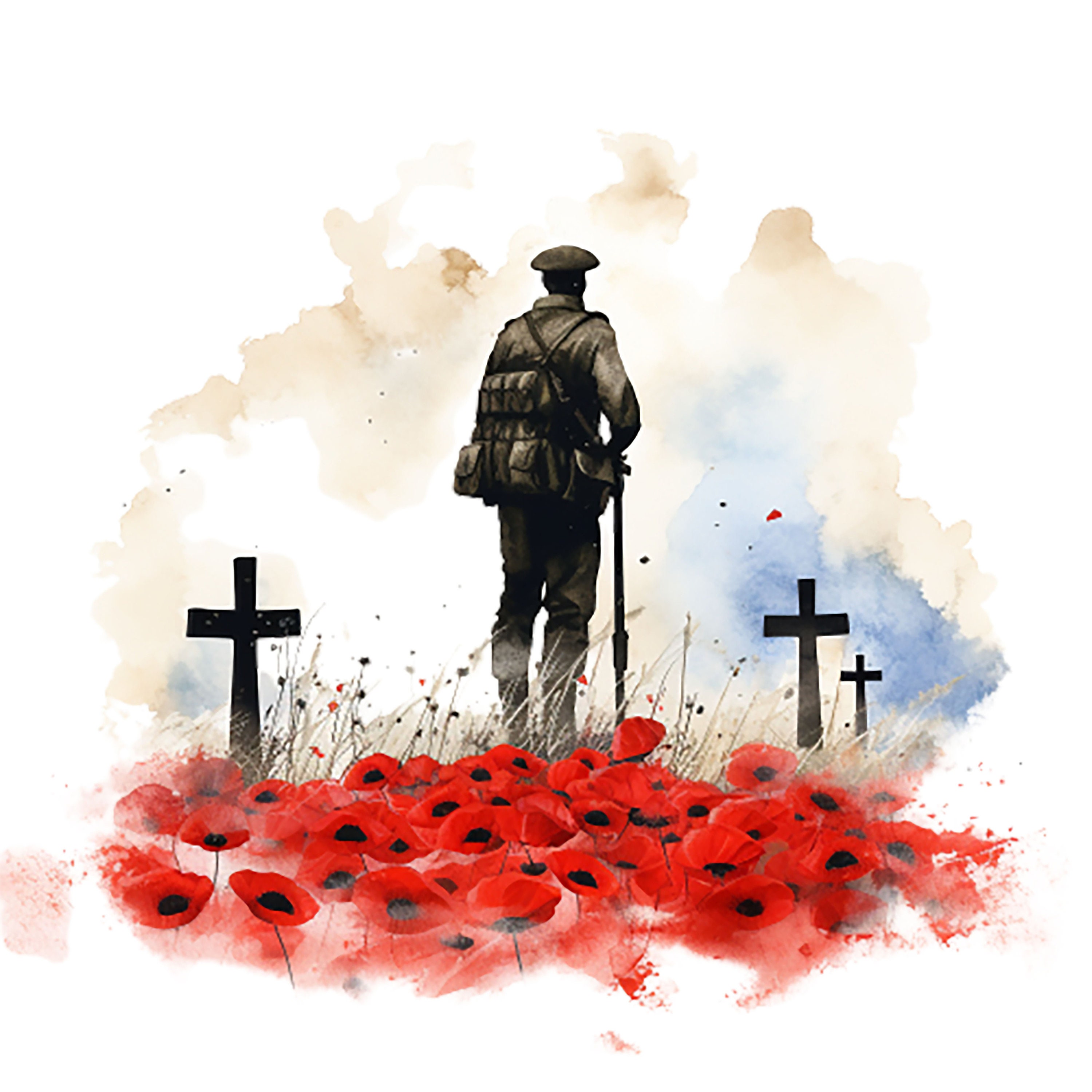 30 Remembrance Day Scene Clipart, PNG, Scarlet Poppies, Transparent ...