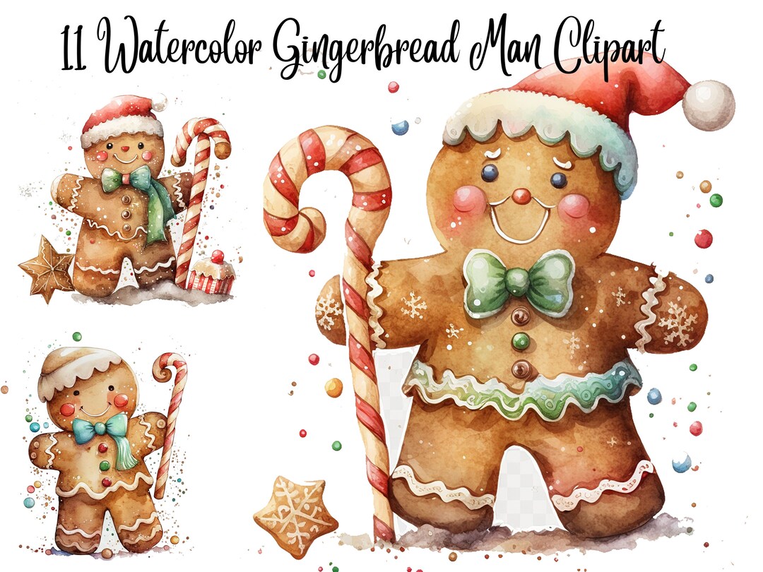 11 Gingerbread Man Clipart, Set2, High Quality Jpgs,digital Download ...