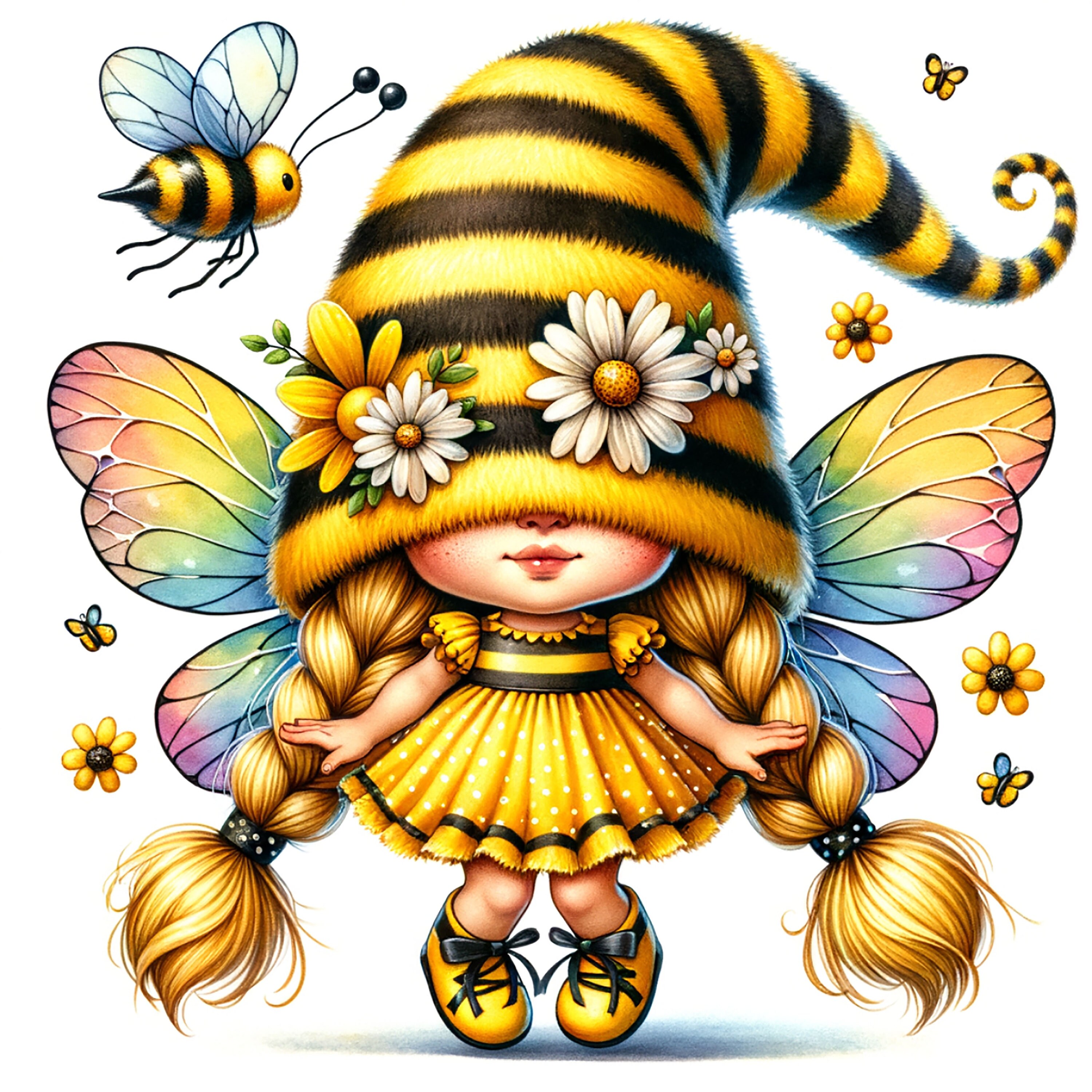 41 JPG, Bumble Bee Gnome Girl Bundle, Gnome Clipart, Spring Gnome ...