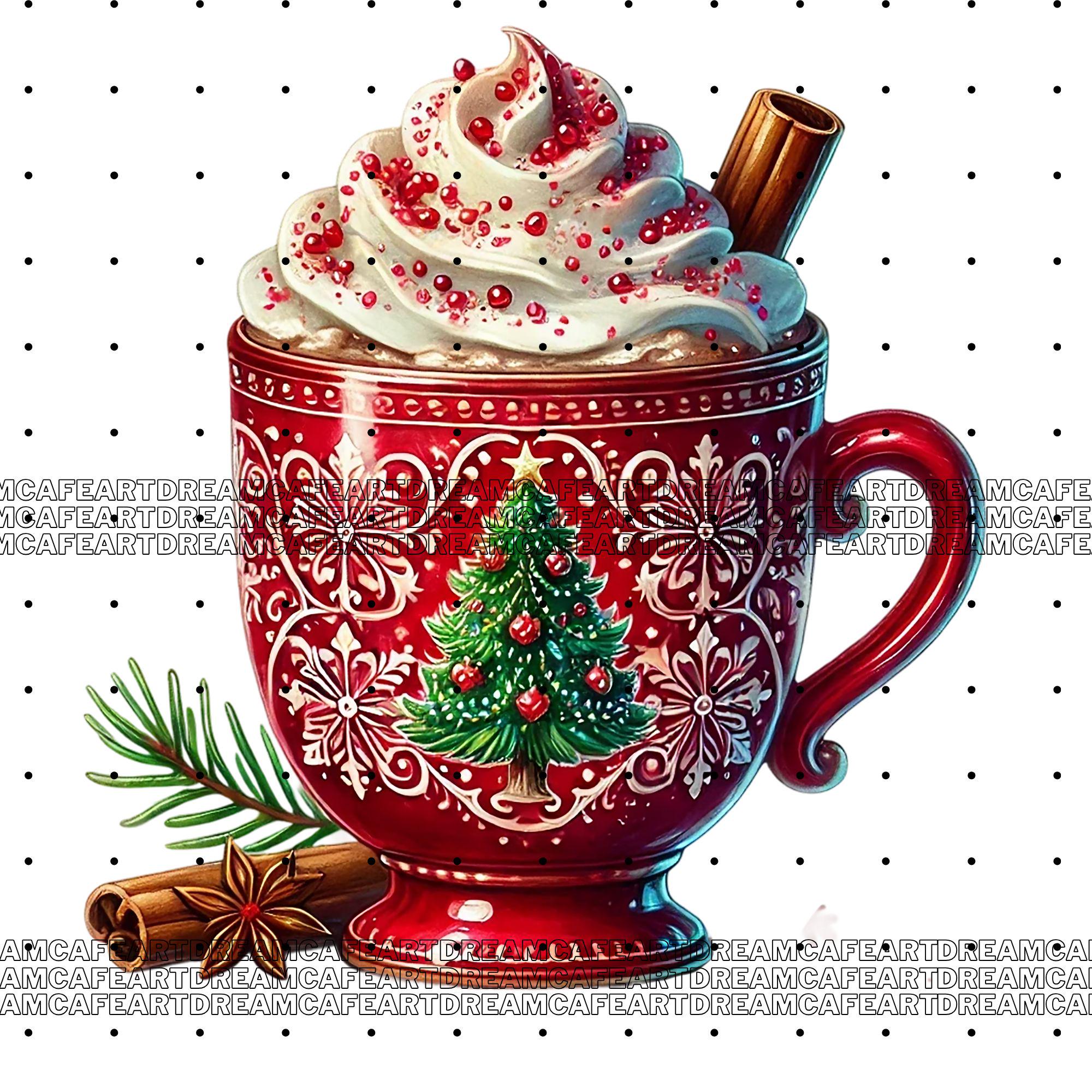16 PNG Set 4 Hot Chocolate Clipart, Watercolor Hot Cocoa PNG, Christmas ...