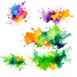 21 Watercolor Color Splash Clipart PNG Paint Splatter Clipart Alcohol ...