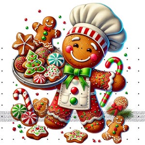 38 PNG, Gingerbread Man Clipart Bundle, Christmas Clipart, Festive ...