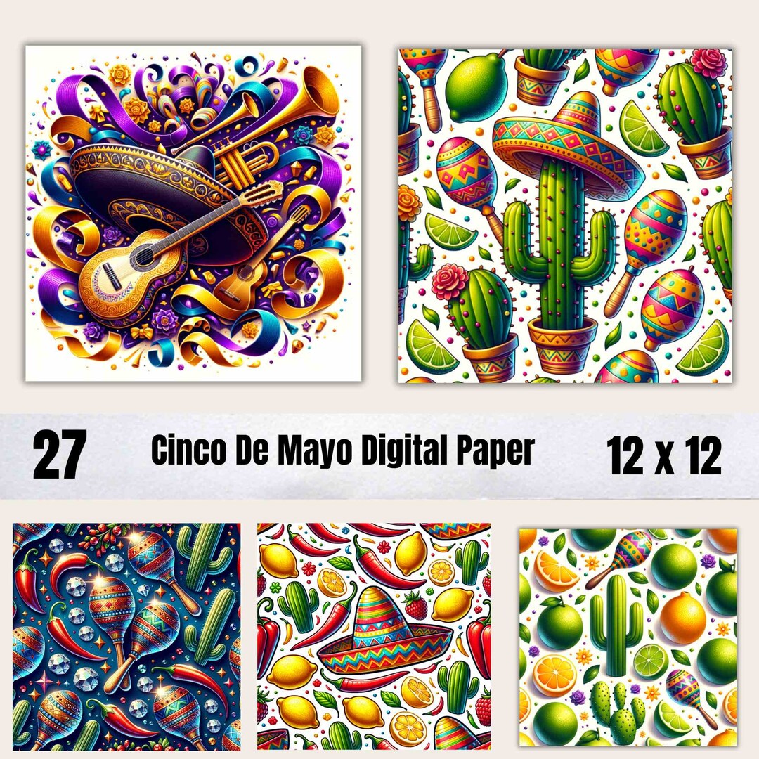 27 Cinco De Mayo Digital Paper,jpgs, Cinco De Mayo Digital Papers ...